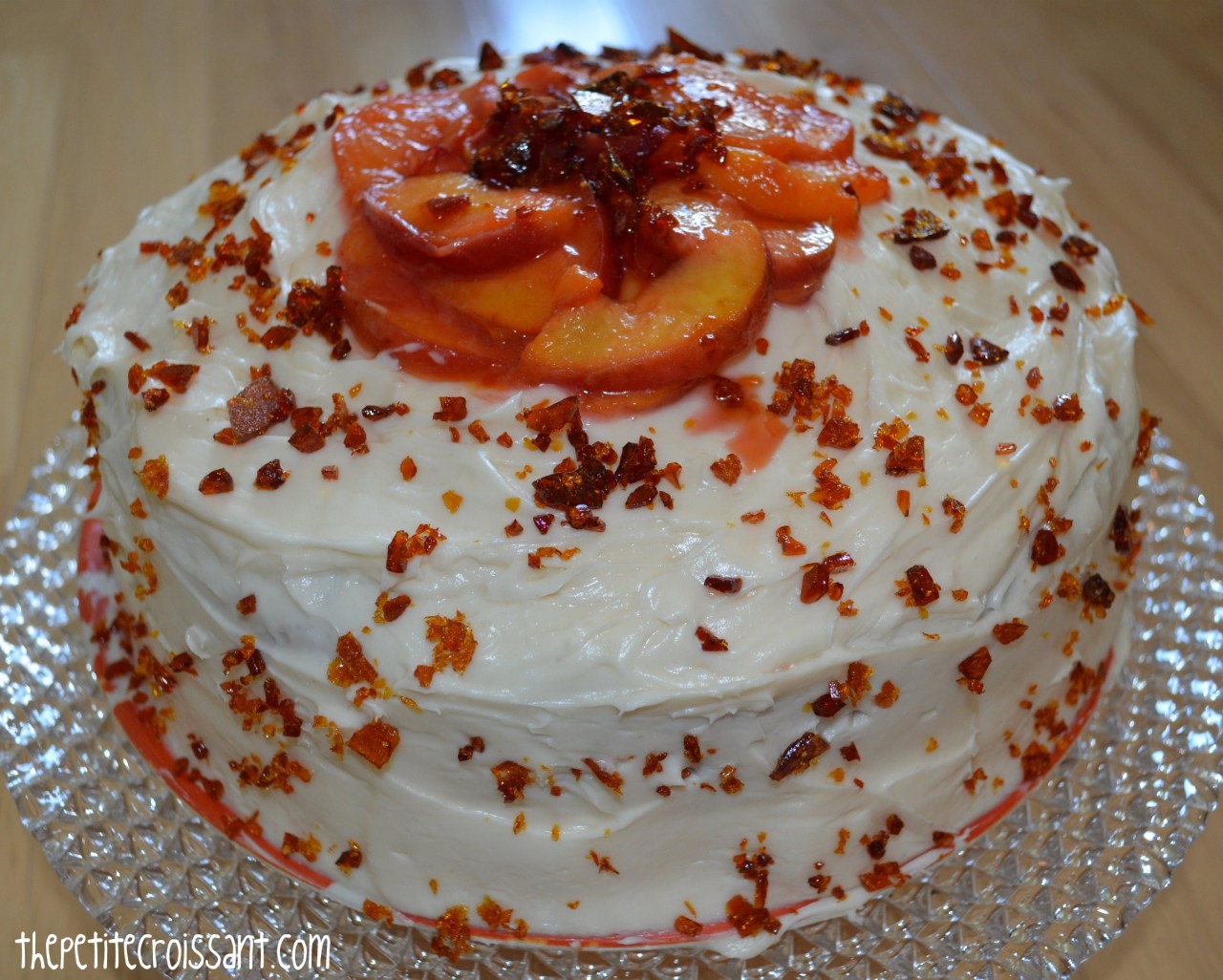 Peach Cake with Peach Cream Cheese Frosting and Burnt Sugar Shards ...